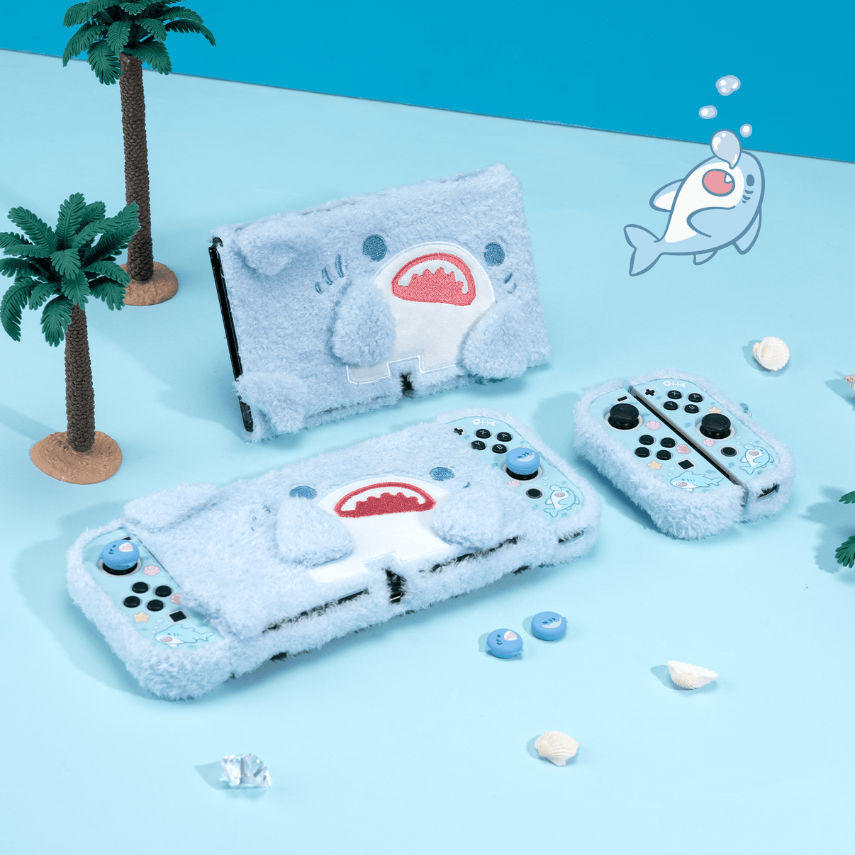 GeekShare Plush Shark Baby Protective Case for Switch OLED