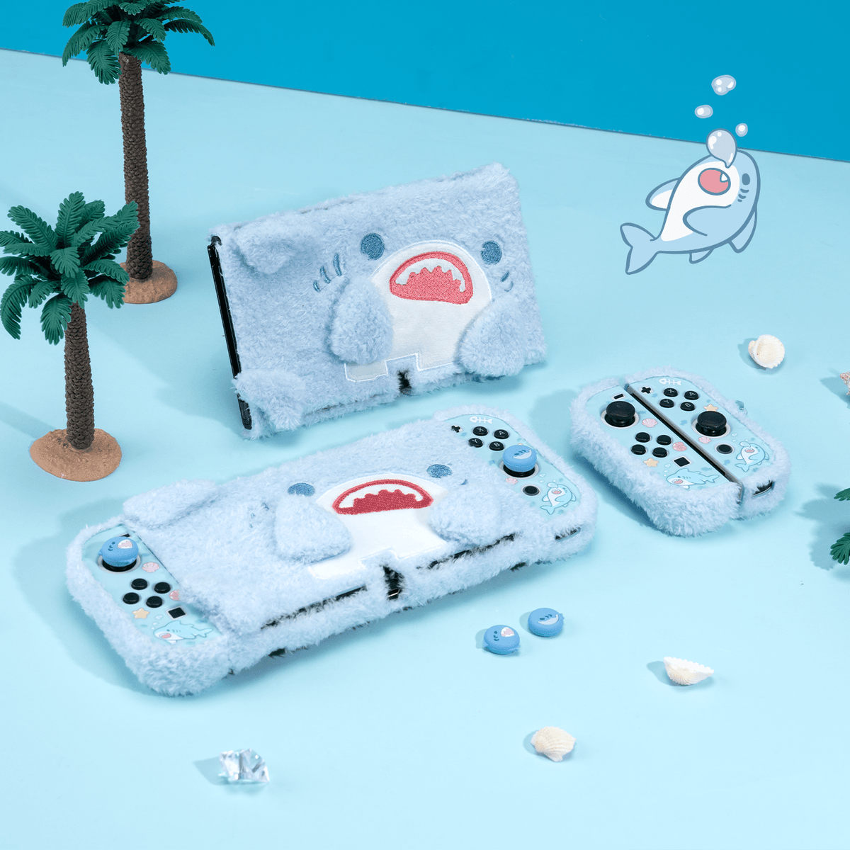 GeekShare Plush Shark Baby Protective Case for Switch OLED（Only Availa